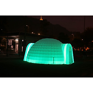 SAYOK Portable Inflatable Igloo Dome Tent with Air Blower(White, Two Doors, 16.4ft) Inflatable Event Tent Structure Night Club Party Tent Event Room for Wedding Promotion Trade Show