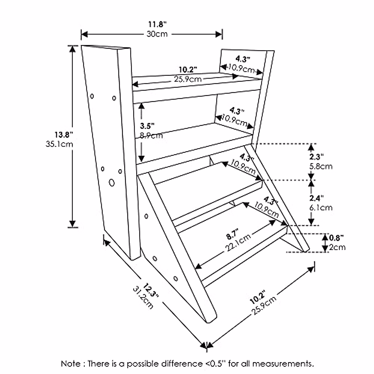 Furinno Tioman Outdoor Staircase Design Plant Stand, Pine Wood