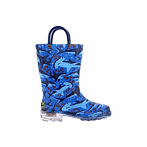 Western Chief Kids Light-Up Waterproof Rain Boot, Blue 8 M US Toddler