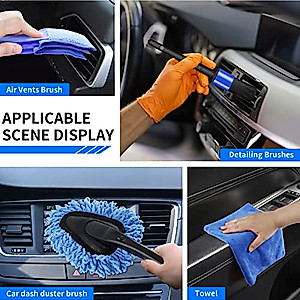 HORDALOR 17Pcs Car Interior Detailing Kit with Windshield Cleaning Tool, Detailing Brush Set, Leather & Textile Car Interior Brush,Car Duster, Car Interior Cleaning Kit,Complete Car Interior Care Kit