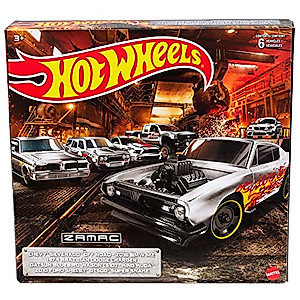 Hot Wheels Zamac Multipacks of 6 Toy Cars, 1:64 Scale, Authentic Decos, Popular Castings, Rolling Wheels, Gift for Kids 3 Years Old & Up & Collectors