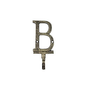 Handcrafted Nautical Decor Rustic Gold Cast Iron Letter B Alphabet Wall Hook 6"