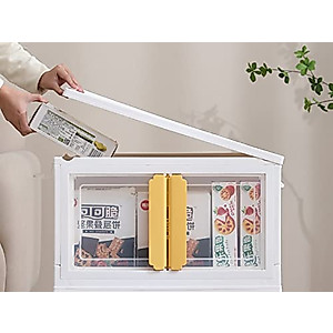 4EVRYAUN 58L Washable Foldable Clear Storage Bins Large Organizer Containers with Lids & Wheels, for Bedding, Toys, Food, White+Yellow