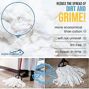 KLEEN HANDLER Bulk Disposable Cut-End Mop Head Non-Woven, Commercial Grade Replacement Mop Head (24 Case Pack)
