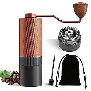 DiseZeit-Z3PRO Manual Coffee Grinder, 7-Axis Stainless Steel Burr, Three-Stage Disassembly Easy Cleaning, 15-25g Capacity Espresso Coffee Grinder Manual with Adjustable Settings, Brush&Storage Bag