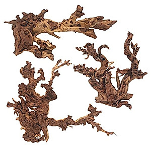 PINVNBY Natural Aquarium Driftwood Assorted Branches Reptile Ornament for Fish Tank Decoration Pack of 3