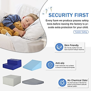 Climbing Toys for Toddlers 1-3, Indoor Corner Climber Soft Play Equipment, Colorful Climb and Crawl Activity Playset, Motor Skills Early Development Foam Blocks for Toddlers and Kids, Blue