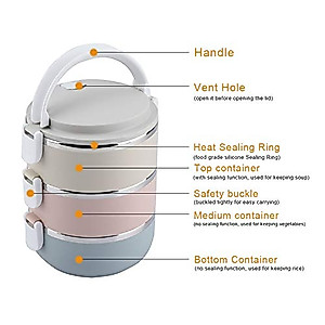 Haofy Stainless Steel Lunch Box Portable Stainless Steel Lunch Box Container Bento Box Food Container(Four layers 2800ml)