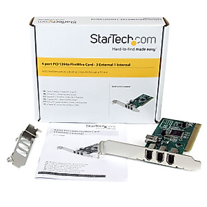 StarTech.com 4 port PCI 1394a FireWire Adapter Card - 3 External 1 Internal FireWire PCI Card (PCI1394MP)