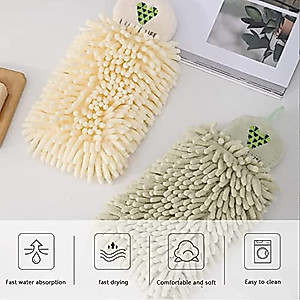 4pcs Hanging Hand Towels for Bathroom, Chenille Hand Towel with Hanging Loop Quick-Drying Microfiber Towel for Kitchen