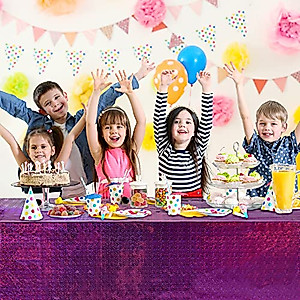 4 Pack Iridescence Plastic Tablecloths Shiny Disposable Laser Rectangle Table Covers Holographic Foil Tablecloth Iridescent Party Decoration Birthday Bridal Wedding Christmas 54" x 108"(Pink & Purple)