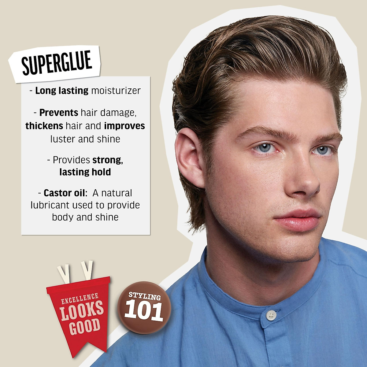 American Crew Men's Hair Gel, Extreme Hold & Shine, 3.3 Fl Oz