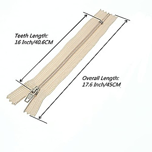 #3 Beige Nylon Coil Zipper Closed End Zippers Bulk for DIY Tailor Sewing Crafts,Bags,Purses(20 PCS/Pack,16 Inch) SHUNLI
