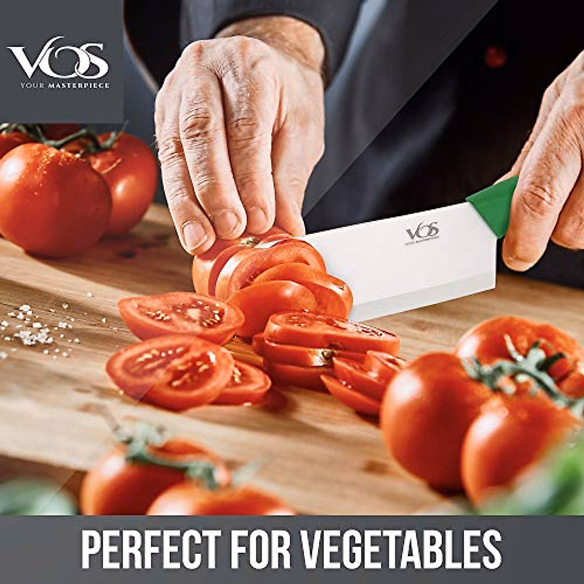 Vos Ceramic Knives Chef 8 Inch and Cleaver Knife 6.5 Inches Bundle