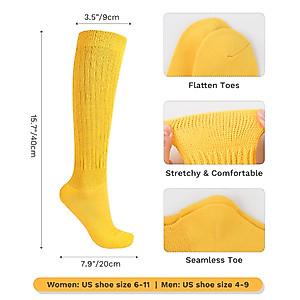 JOCMIC Slouch Socks for Woman 3 Pairs Women Scrunch Socks Extra Long Knee High Slouchy Socks Size 6-11 yellow+green+rose red