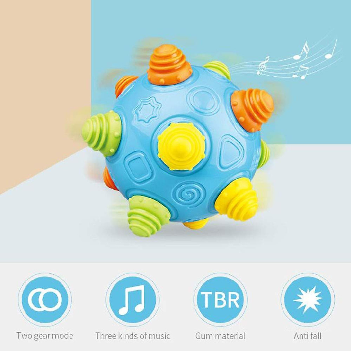 Baby Music Shake Dancing Ball Toy, BPA Free Bouncing Sensory Developmental Ball for Boys and Girls