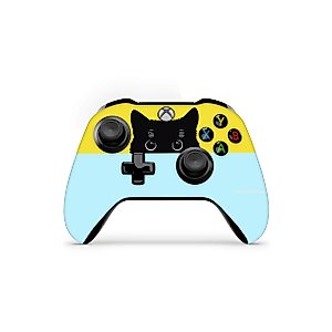 ZOOMHITSKINS Controller Skin Compatible with X1 S and X1 X, Vinyl Sticker Technology, Black Cat Kitty Cute Kitten Yellow Blue, Durable, 1 Skin, Made in The USA