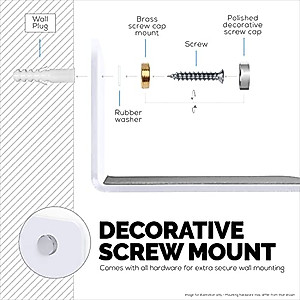 BRAINWAVZ 2-Pack 9” Floating Shelf Bluetooth Speaker Stand, Adhesive & Screw Wall Mount, Anti Slip, for Cameras, Baby Monitors, Webcam, Router, Wide Universal Holder Shelves (SHELF23 White)