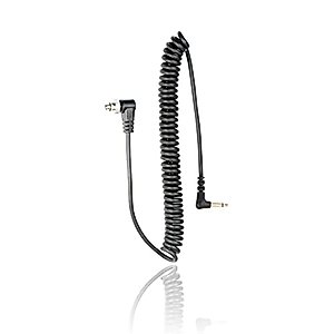 Foto&Tech 3.5 mm to Male Flash PC Sync Cable, 14 Inch Coiled Cord with Screw Lock, Compatible with Nikon Canon and Most DSLR Cameras PocketWizard Plus III Plus II Mini Phone PC1 (1 Piece)