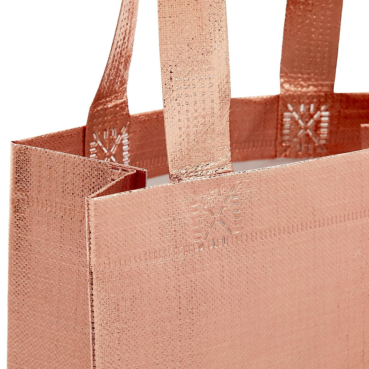 Sparkle and Bash Non Woven Reusable Tote Bags, Rose Gold Gift Bags with Handles (10x8 In, 20 Pack)
