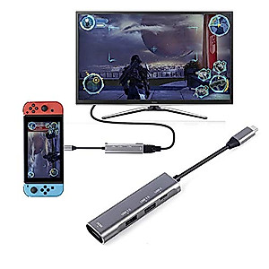 XUNMAIFHB Portable Docking Station,Type-c to HDMI Four-in-one Expansion Dock USB c hub HD Video HDMI USB-C to HDMI+Type-C+USB3.0+USB2.0 Fast Transmission