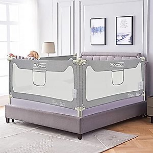 FAMILL Upgrade Bed Guard Rail for Full Size Queen King Twin Bed for Toddlers and Baby (Grey,1 Piece, 78.7")