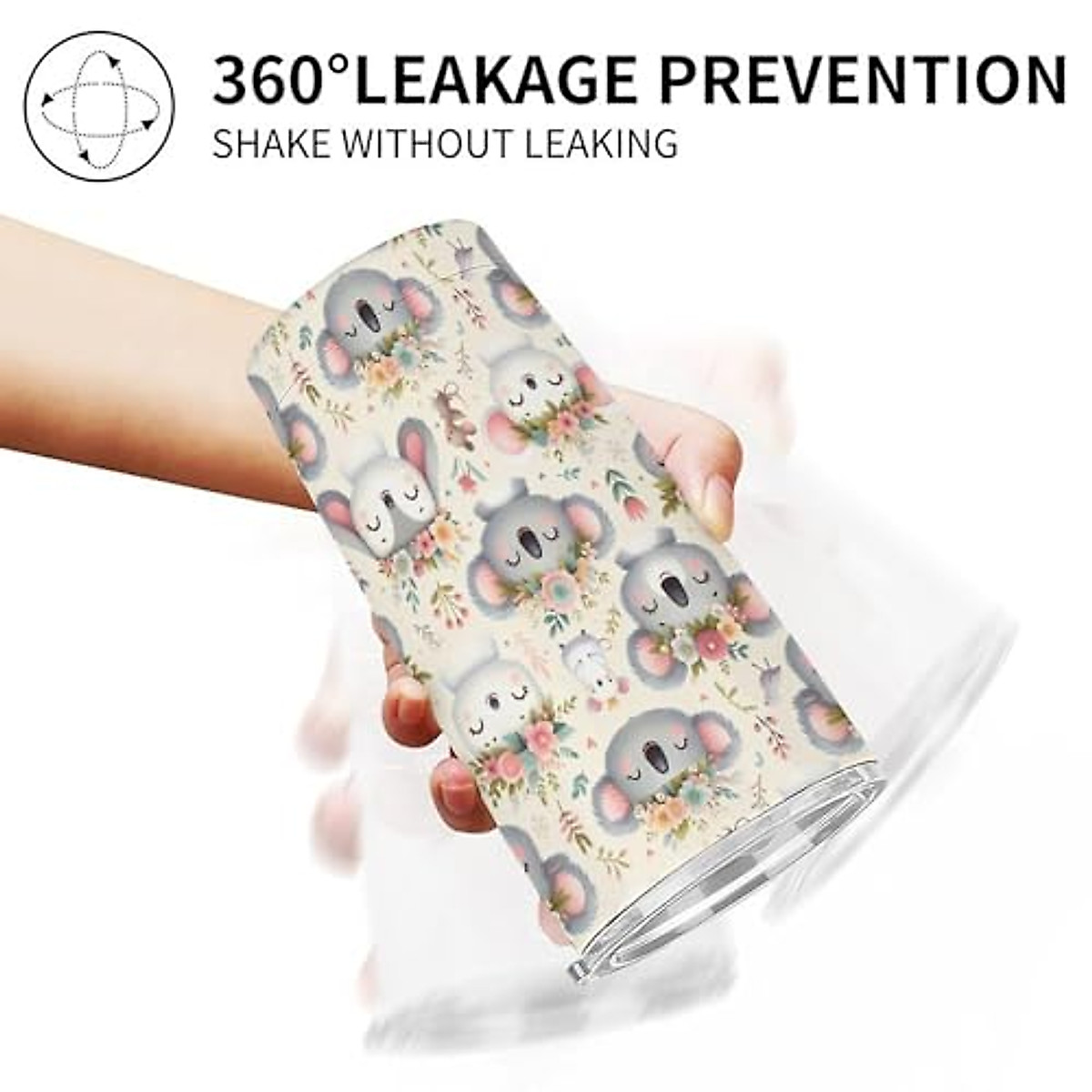 KIOWEIR Cute Koala Stainless Steel Tumbler 20oz With Lid And Straw, Insulated Tumblers Coffee Cup, Travel Mug for Ice Drink & Hot Beverage for Women Men Boys Girls