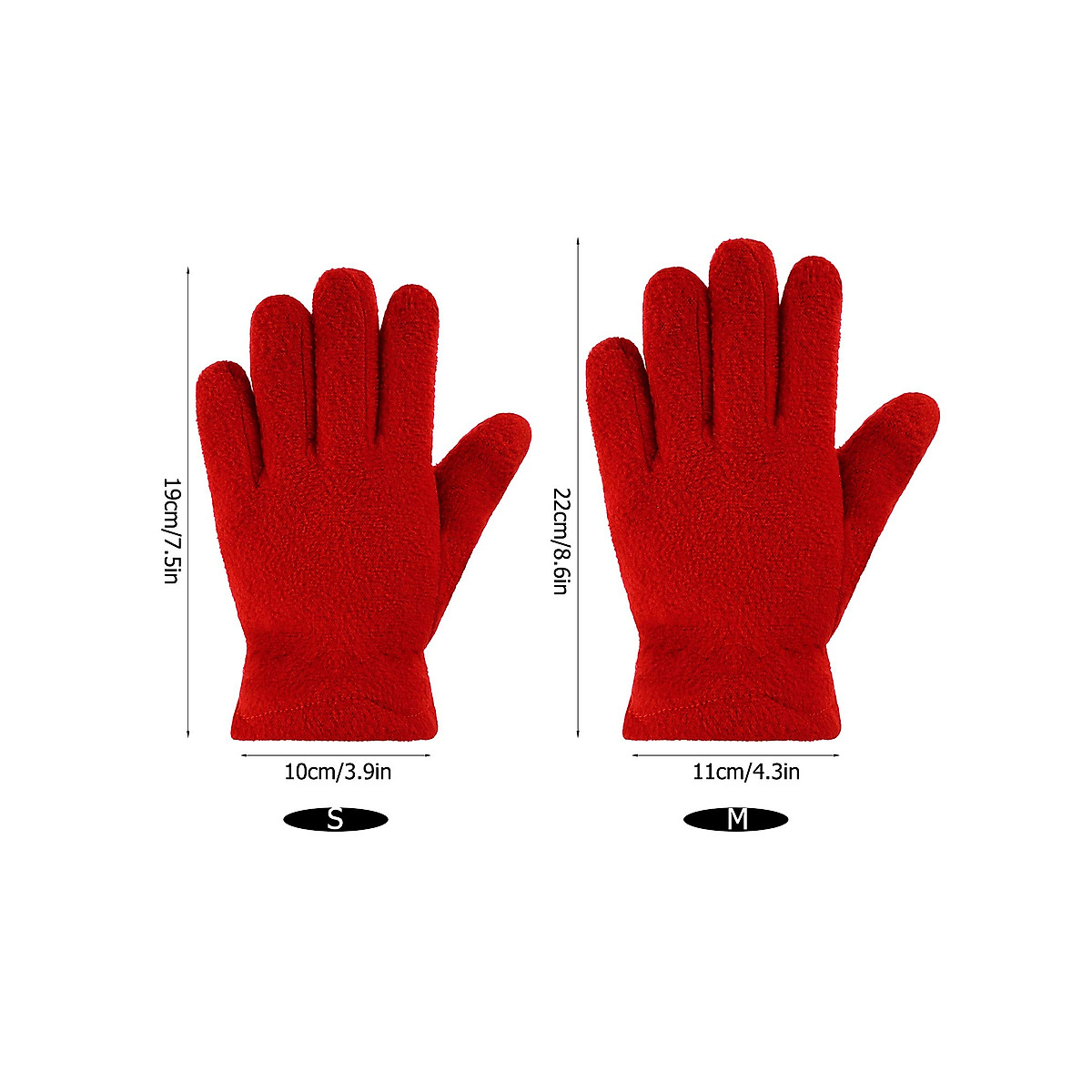 SATINIOR 3 Pairs Kids Fleece Winter Gloves Warm Full Fingers Gloves for Boys Girls Snow Outdoors Activities Supplies(5-8 Years,Red, Navy Blue)