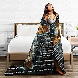 LLARREH Bible Verse Blanket Christian Lion Prayer Religious Throw Blankets for Couch Sofa Bed Warm Gifts 50X60 in