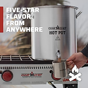 Camp Chef Aluminum Hot Water Pot - For Hot Chocolate & Hot Apple Cider - Hot Water Storage with a Spigot for Dishes - Easy-to-Serve Hot Beverage Dispenser - 32 Quart Pot - About 120 Servings