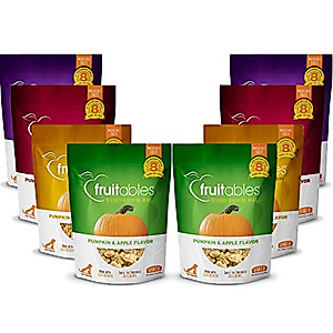 Fruitables Baked Dog Treats Variety 8 Pack - 2 Pumpkin & Apple - 2 Pumpkin & Banana - 2 Pumpkin & Blueberry - 2 Pumpkin & Cranberry - 7 oz Each