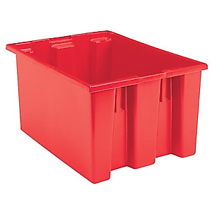 Akro-Mils 35230 Nest and Stack Plastic Storage Container and Distribution Tote, (23-1/2-Inch L x 19-1/2-Inch W x 13-Inch H), Red, (3-Pack)