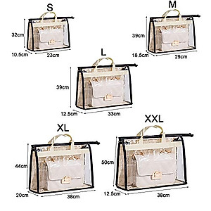 Gcroet Handbag Storage, Handbag Organizer Dust Cover Bag Transparent Anti-dust Purse Storage Bag for Hanging Closet with Zipper and Handle Space-Saving Storage Bag(5 Pack)