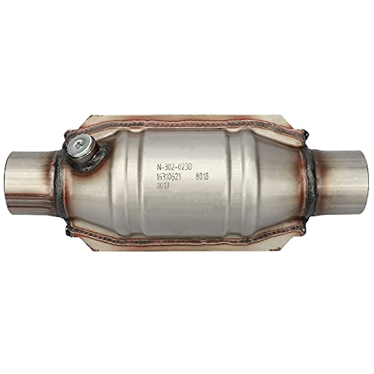 MAYASAF 2.25" Inlet/Outlet Universal Catalytic Converter, with O2 Port & Heat Shield (EPA Compliant)