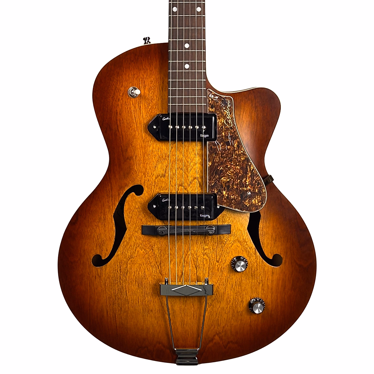 Godin 6 String Electric Guitars, Right Hand, Cognac Burst, Hollow-Body (050987)