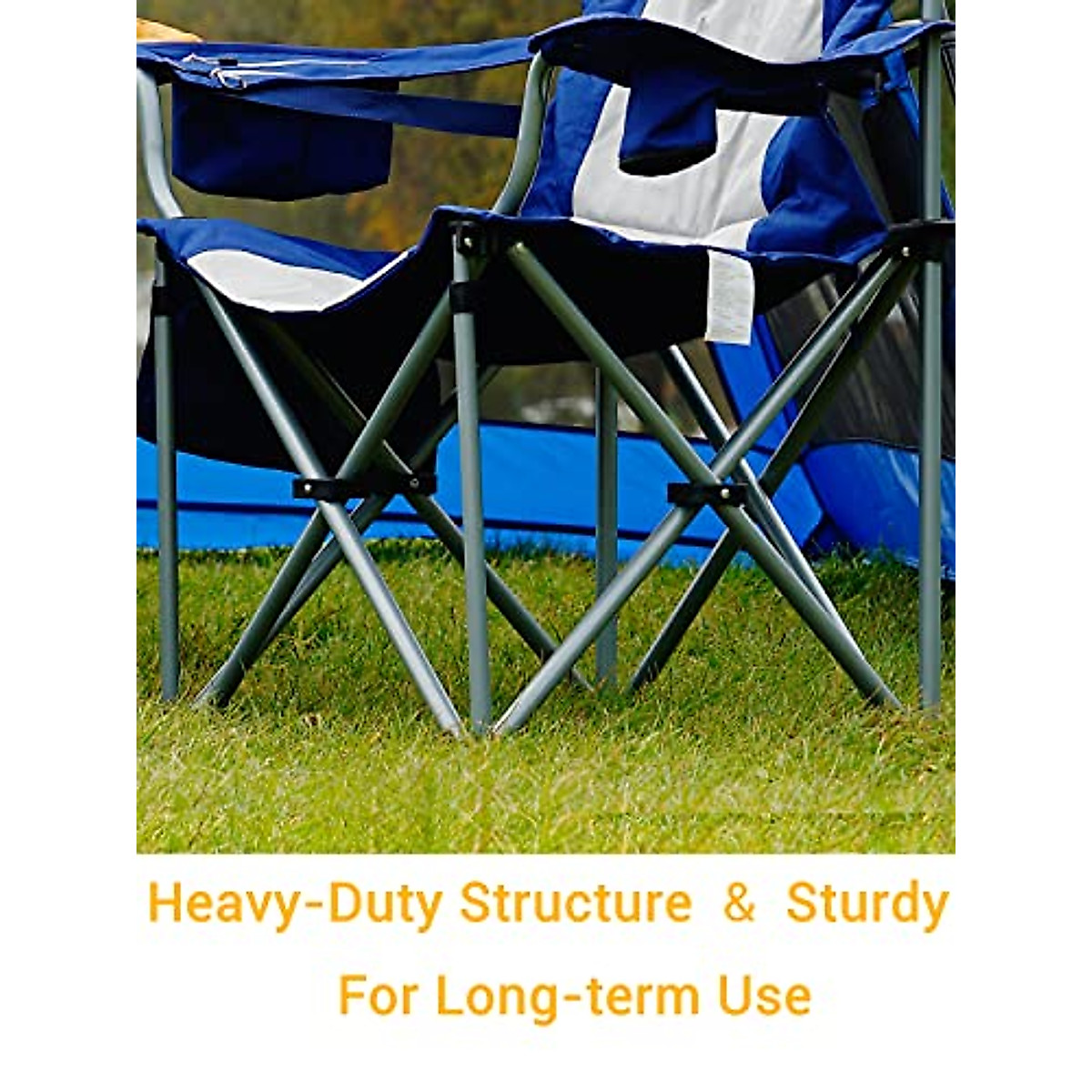 KingCamp 3PCS Lumbar Support Camping Chairs with Cooler Bag Padded Folding Camping Chair for Adults with Adjustable Armrest
