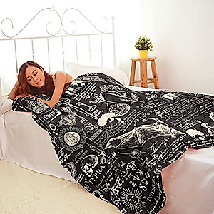 Sun and Moon Pattern Blanket,Lightweight Plush and Warm Home Cozy Portable Fuzzy Throw Blankets for Couch Bed Sofa,The Theme of Alchemy Magic Witchcraft and Mysticism Various Esoteric,50"x60"