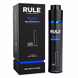 RULE COSMECEUTICALS - No.1 Day Cream, Face Moisturizer for Men, SPF 20, 10-in-1 Men’s Face Cream, Sunscreen for Normal to Dry Skin, Men’s Grooming, Collagen, Vitamin B, C, E, 50 mL