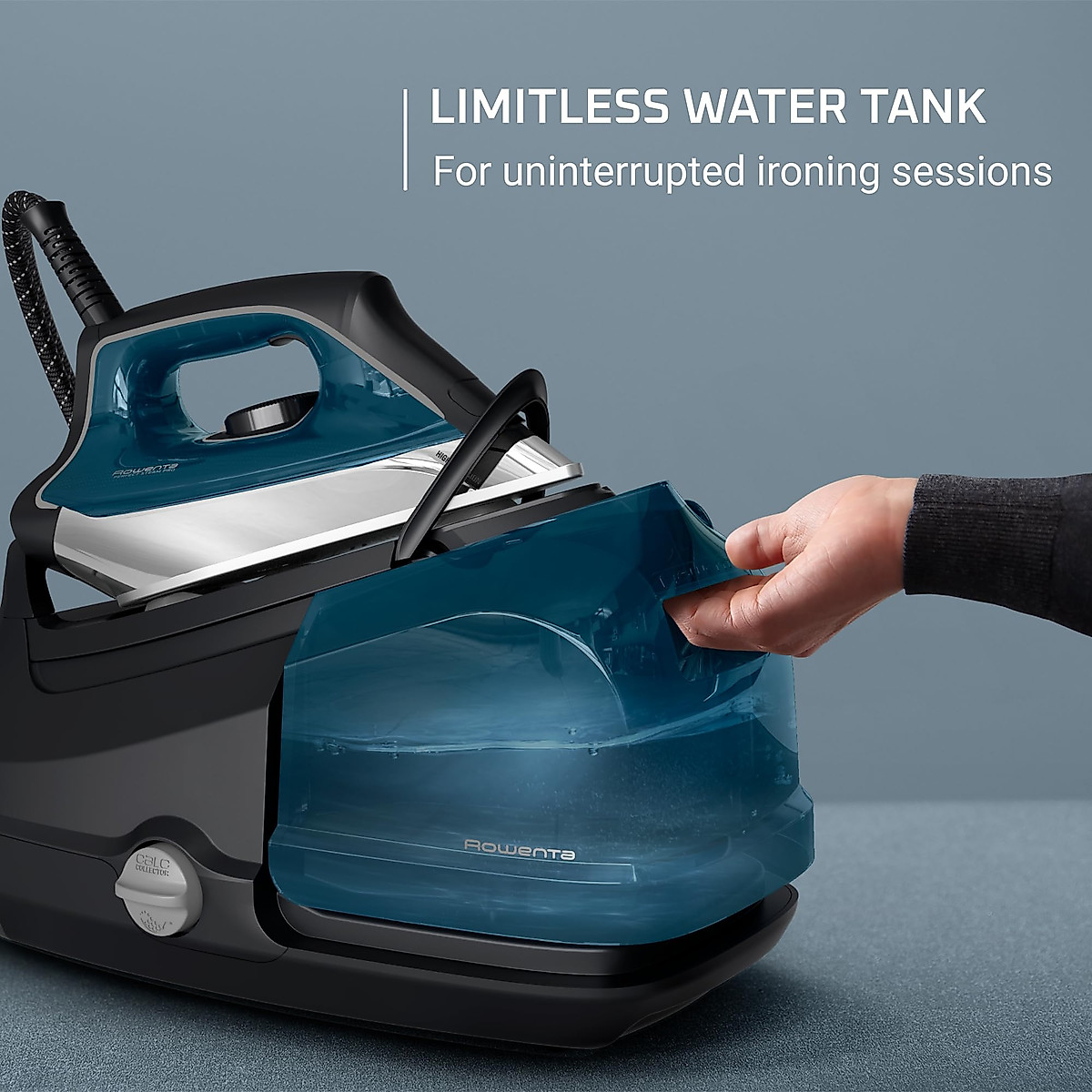 Rowenta, Iron, Perfect Steam Pro Stainless Steel Soleplate Professional Steam Station for Clothes, 37 Ounce Removable Tank, Fast Heat Up, 1800 Watts, Steam Iron, Blue Clothes Iron, DG8624