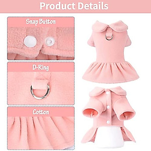 Pink Dog Sweater Dress with Leash Ring Female Dog Clothes for Small Dogs Girl,Warm Fleece Pet Clothes (Small, Pink)