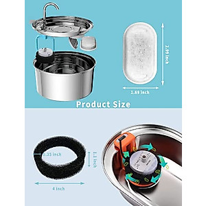 Cat Water Fountain Filters(8+8pcs), Replacement Filters for 3.2L/108oz(2L/ 67oz) Stainless Steel Pet Fountain, Dog Water Fountain, 8pcs Carbon Filters + 8pcs Sponges