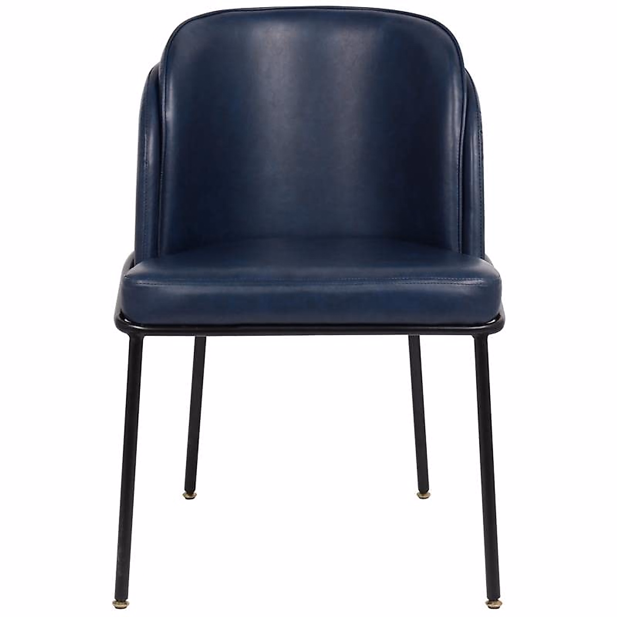 Meridian Furniture Jagger Collection Modern | Contemporary Faux Leather Upholstered Dining Chair with Matte Black Iron Legs, Set of 2, 22" W x 23" D x 31" H, Navy