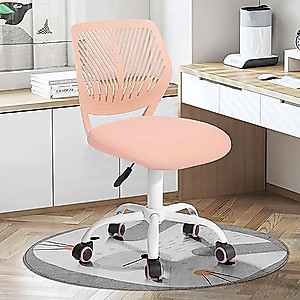 FurnitureR Desk Chair Small Study Chairs Armless for Child Kids Teens, Swivel Rolling Lightweight Task Chair with Wheels and Mesh Padded Cushion, Orange Rose