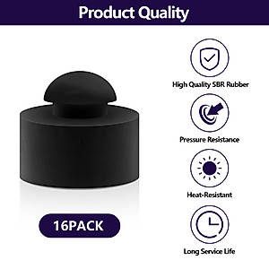 Rubber Push-in Bumper Tight-Grip Stem - for Use in 1/16" Panel Thickness Fits 1/4" Hole - Bumper is 1/2" Diameter 1/4" Height -16 Pack