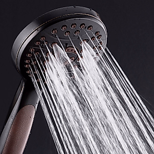 AquaSpa High Pressure 6-Setting Luxury Handheld Shower Head with Extra Wall Bracket, Oil Rubbed Bronze Finish