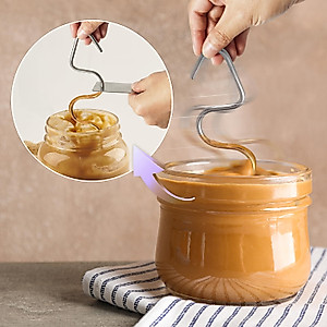 Peanut Butter Stirrer and Scraper, Stainless Steel Peanut Butter Mixer Nut Butter Stirrer Tool for 12-30OZ Jars Suitable for Mixing Various Peanut Butter & Jam