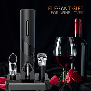 Electric Wine Opener Set, Automatic Corkscrew Opener Kit, Battery Operated Openers for Wine Bottles with Foil Cutter, Wine Aerator Pourer, Vacuum Stoppers. 5-in-1 multifunctional wine accessories