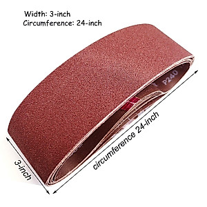 Aiyard 3 x 24 Inch Aluminum Oxide Sanding Belts, 3 Each of 40/80/120/150/240/400 Assorted Grits Abrasive Belts for Belt Sander, 18-Pack