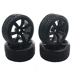 4Pcs ShareGoo OD62mm Hard Plastic RC Drift Car Tires & Wheel Rims 12mm Hex Tyre Compatible with Traxxas HSP Tamiya HPI Kyosho 1/10 Drift Drifting RC Car