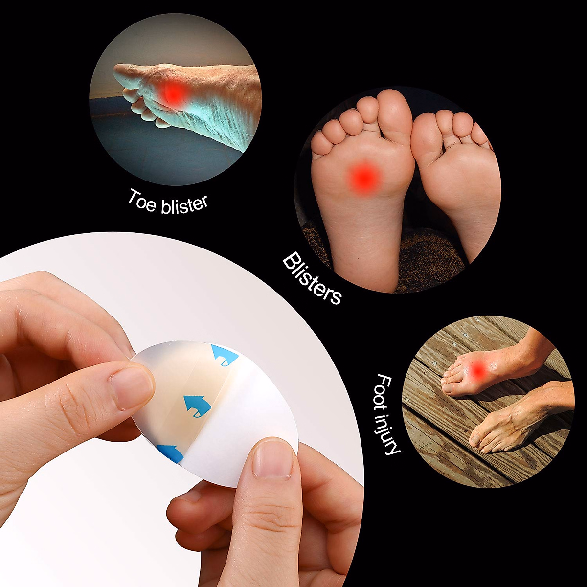 72 Pieces Blister Bandage Blister Gel Guard Heel Pads Blister Cushion Bandages Waterproof Adhesive Blister Pads for Protecting Foot Toe from Rubbing Shoes